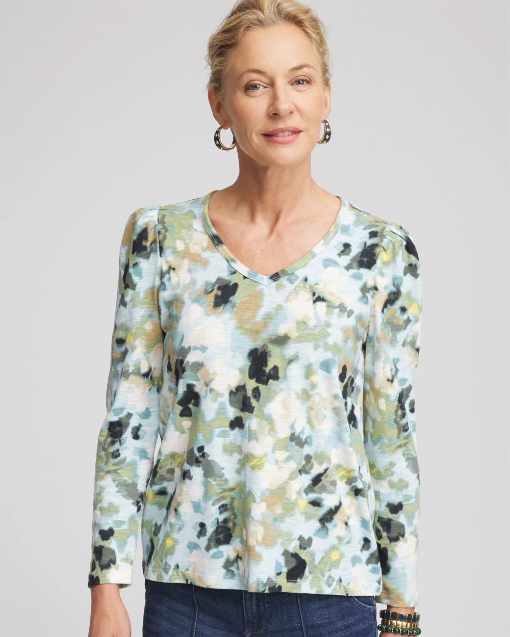 Printed Slub Puff-Sleeve Tee | Chico's